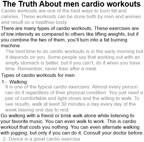 The Truth About - men cardio workouts | Improve The body | Men