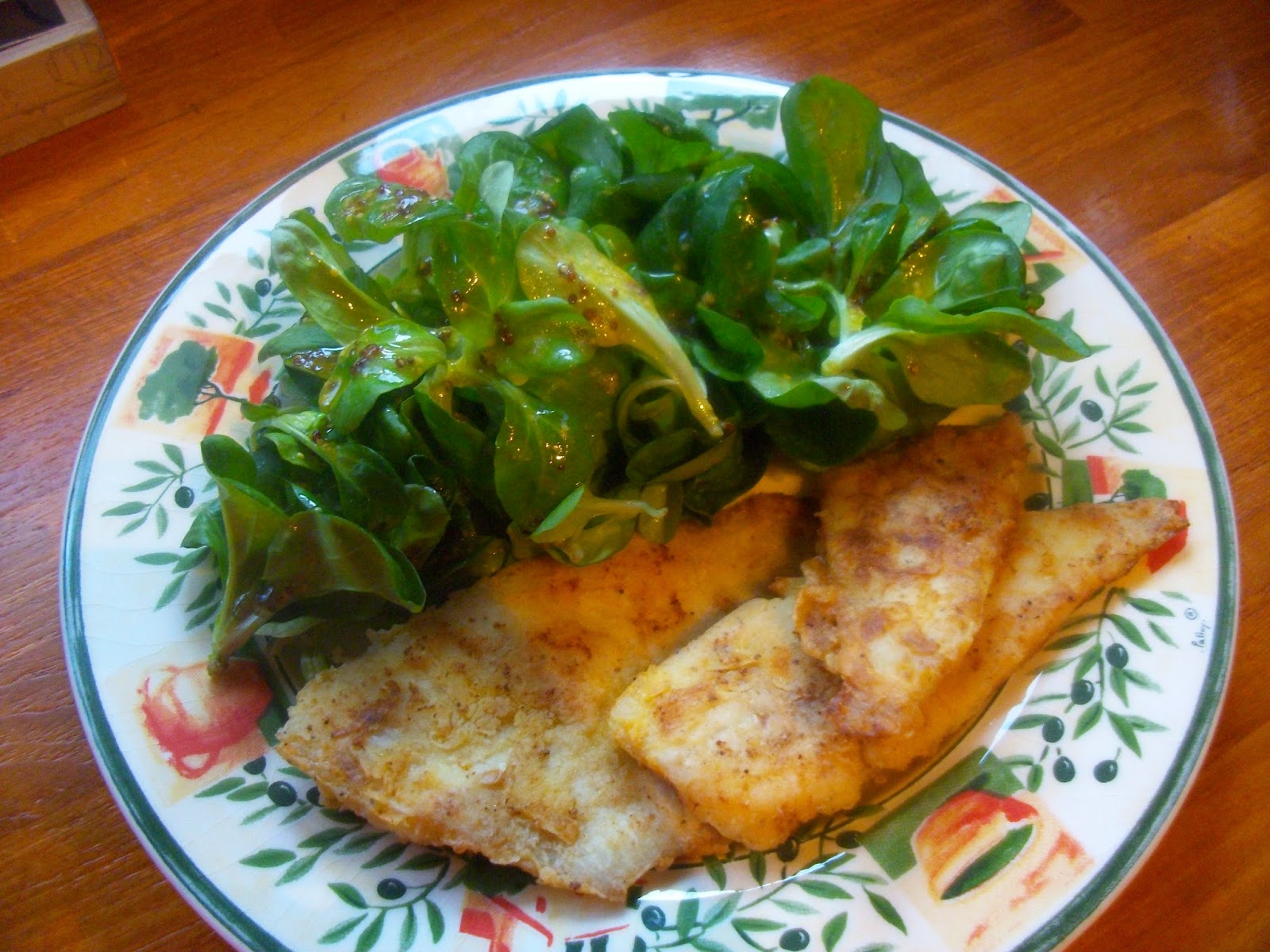 Filet de Carrelets croquants et sa salade de mâches - Chez Dinou!