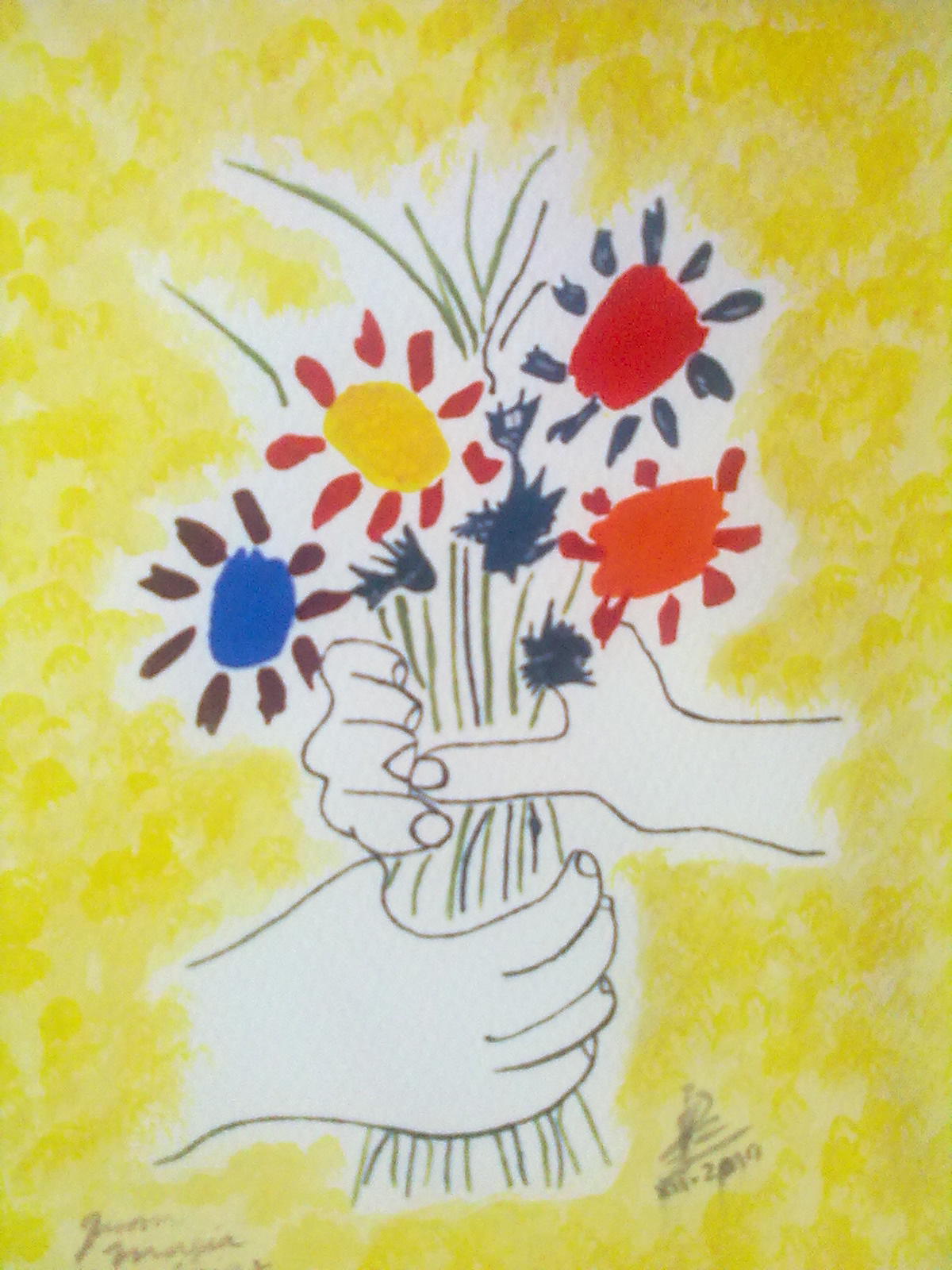 Mano con flores (Picasso) ~ Retratos Pop Art