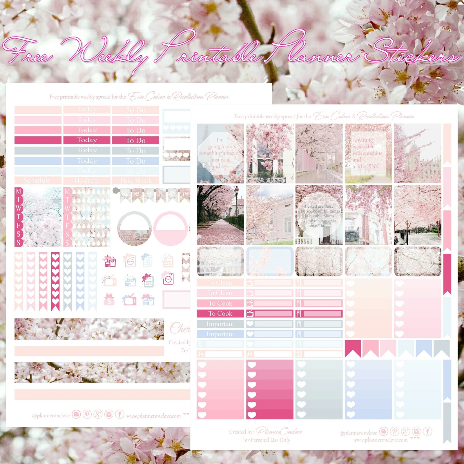 Free Cherry Blossom printable spread for the Erin Condren ...