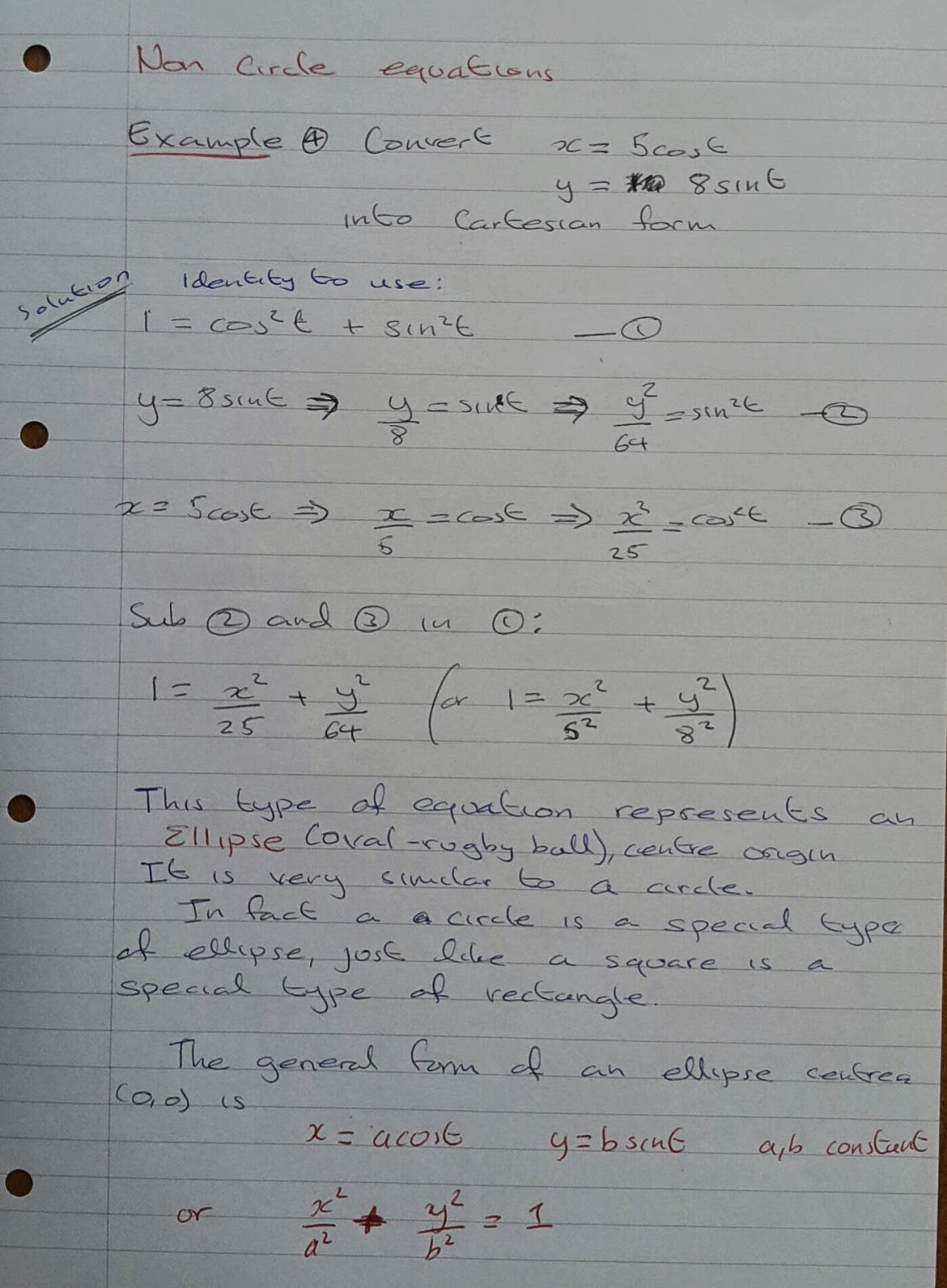 A Level Maths Notes: A2 Parametric Equations - Convert parametric to ...