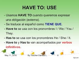 PRIMARY: 6TH GRADE: HAVE TO: TENER QUE