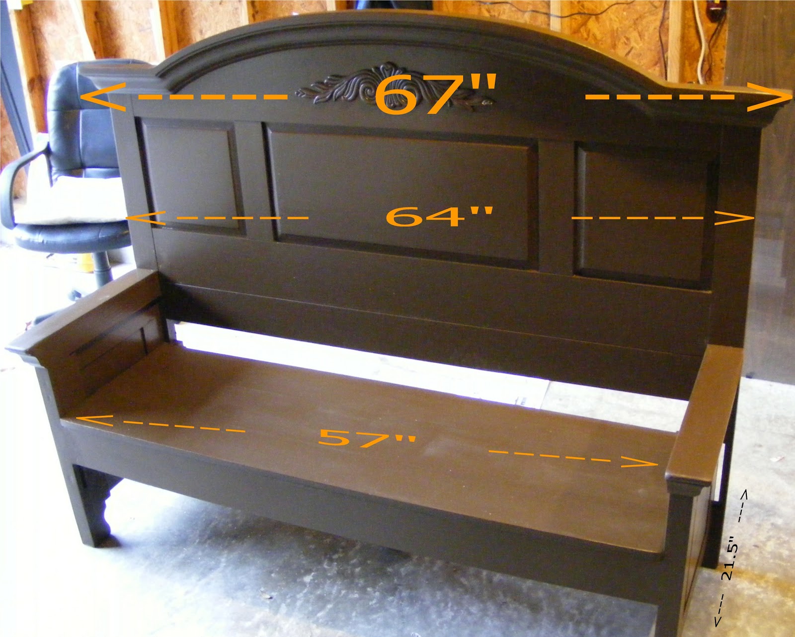 John's Creative Projects: QUEEN SIZE BED FRAME MADE INTO BENCH (part 4 ...