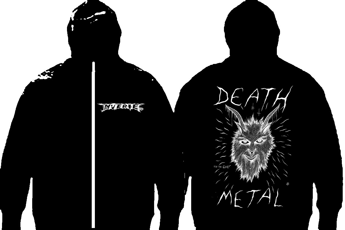 DEATH BY METAL by galeria de muerte: DEATH METAL - zipper Hoody BLACK