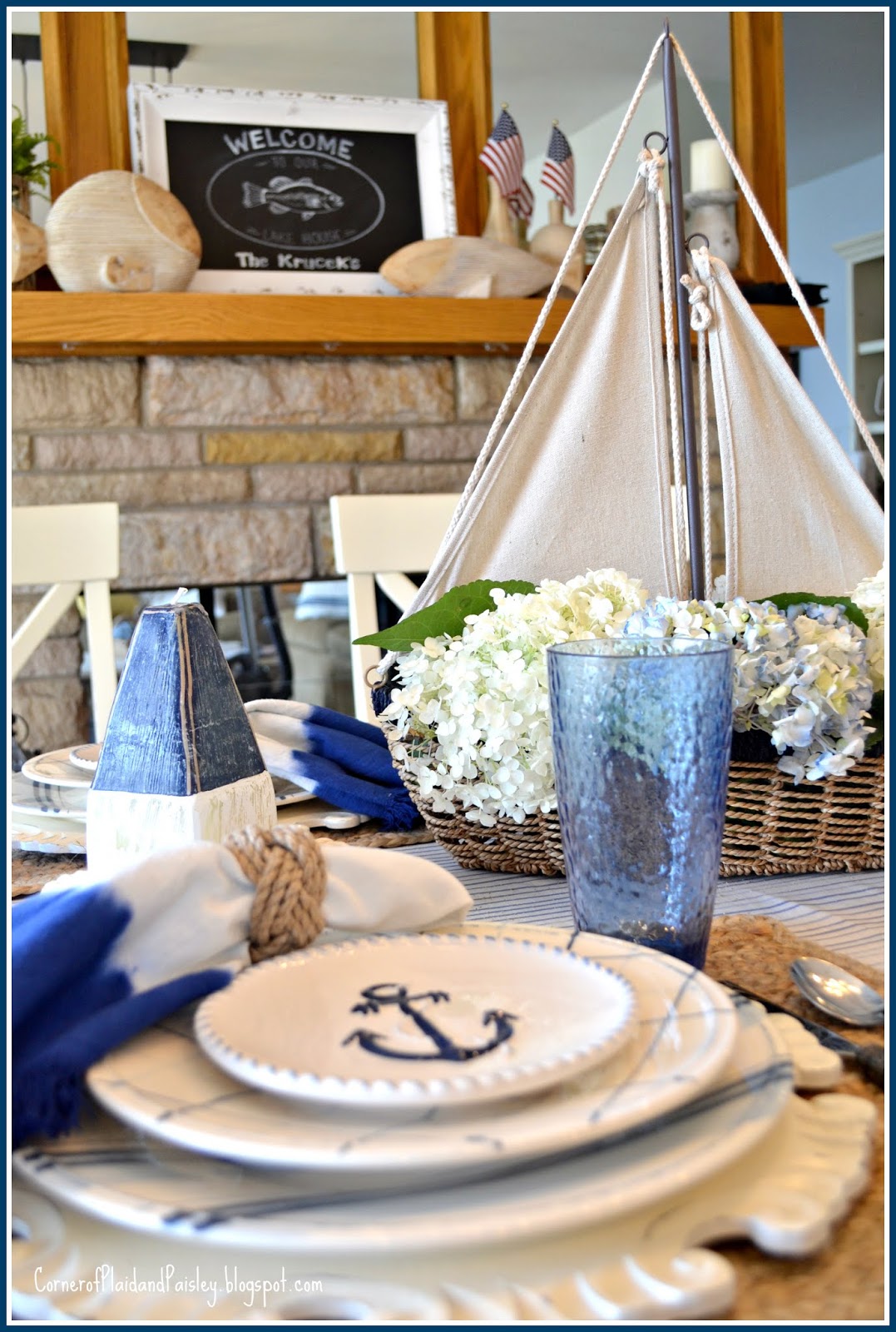 Nautical Tablescape - Corner of Plaid and Paisley