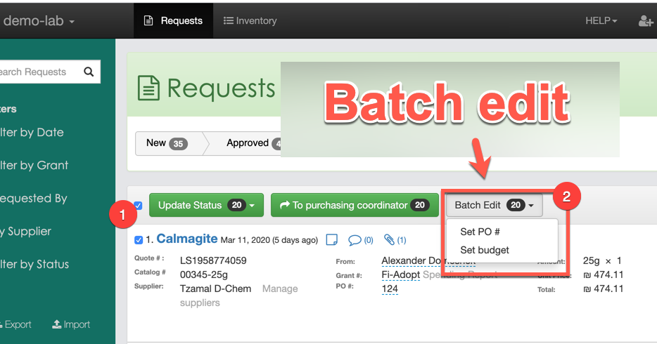 LabSuit Support: Batch orders editing