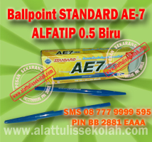 Ballpoint STANDARD AE-7 ALFATIP Biru | Bolpen Standard, 0852-2765-5050