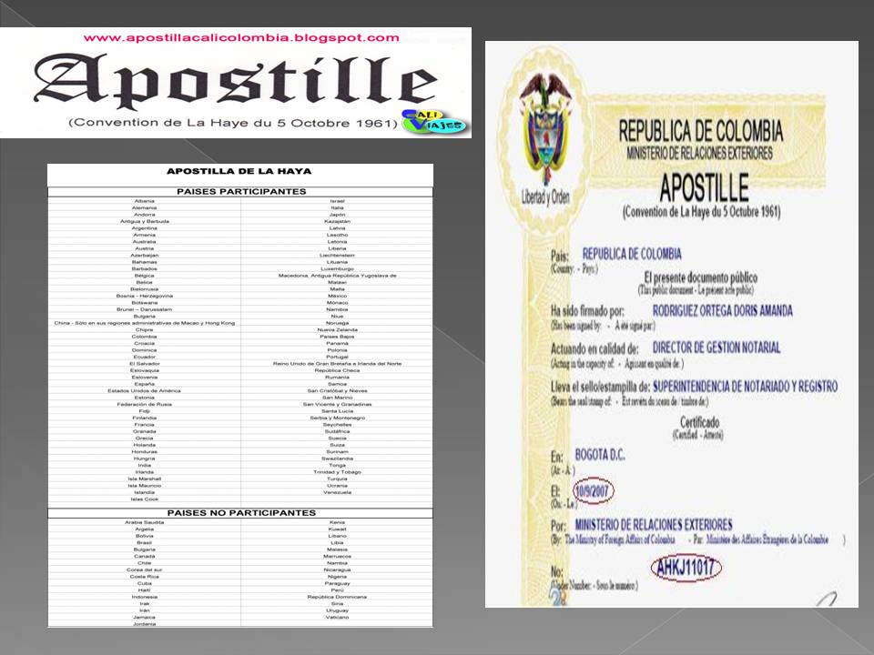 APOSTILLA en CALI TRADUCTOR OFICIAL AVALADOS CONSULADOS EMBAJADAS ...