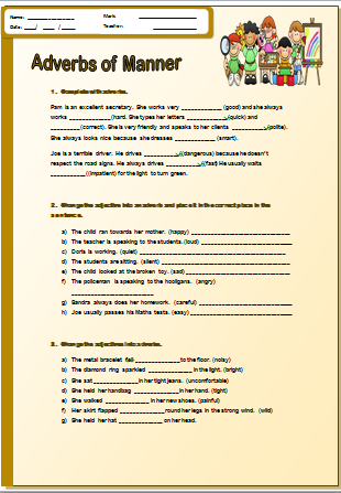 Adverbs of Manner + Key | My English Printable Worksheets