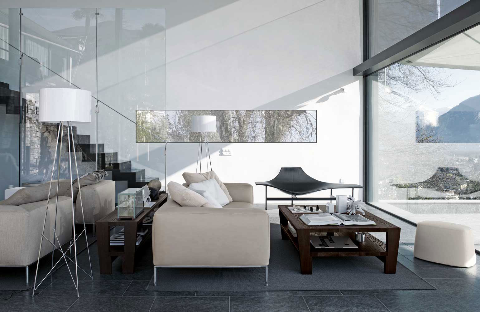 Living Room Ideas 4 U Special Modern Glass Wall Living Room With White Standing Lamps Decor