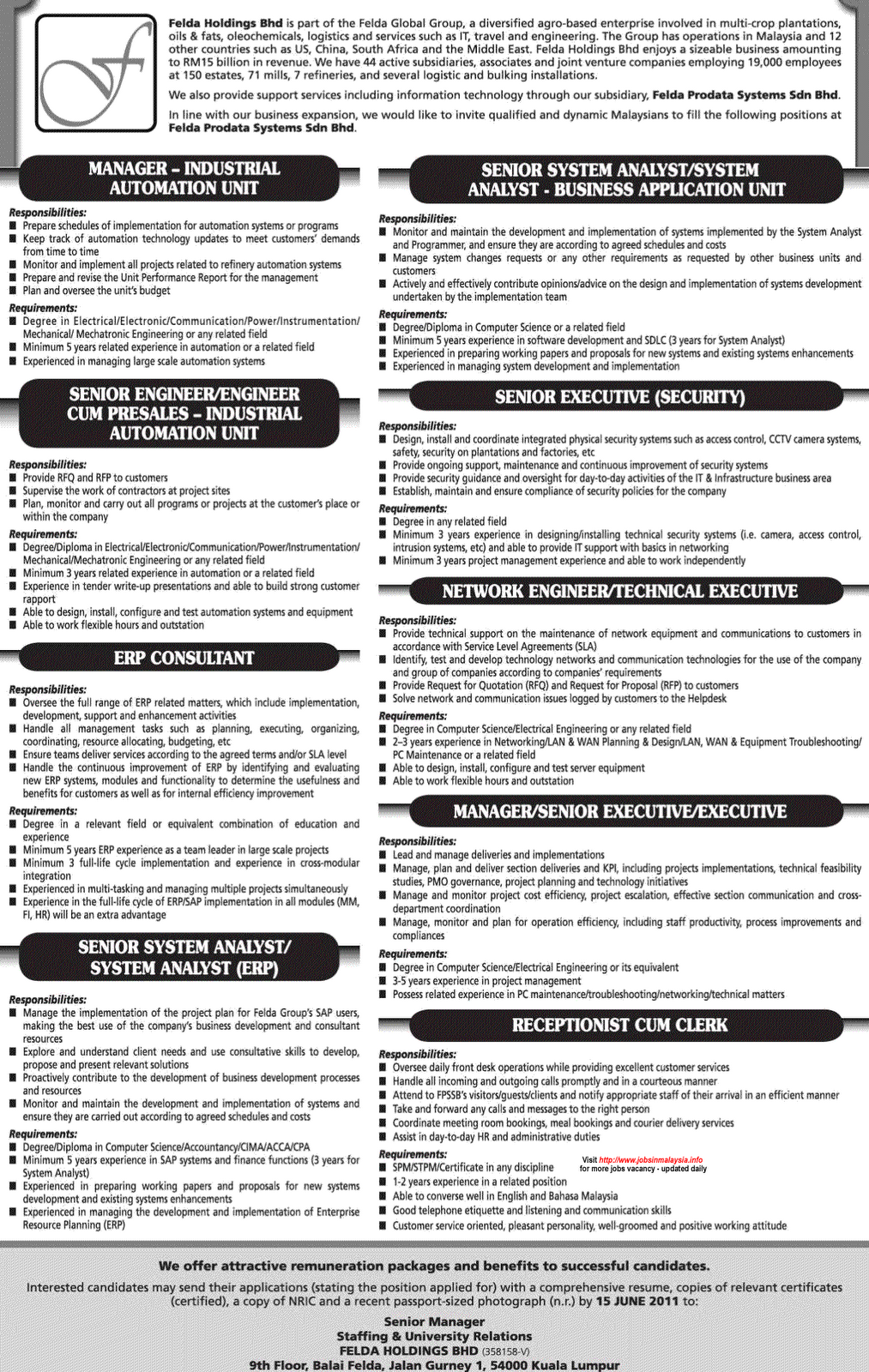 INDUSTRY JOBS IN MALAYSIA 2011: CAREER FOR MALAYSIAN CITIZENS IN FELDA ...