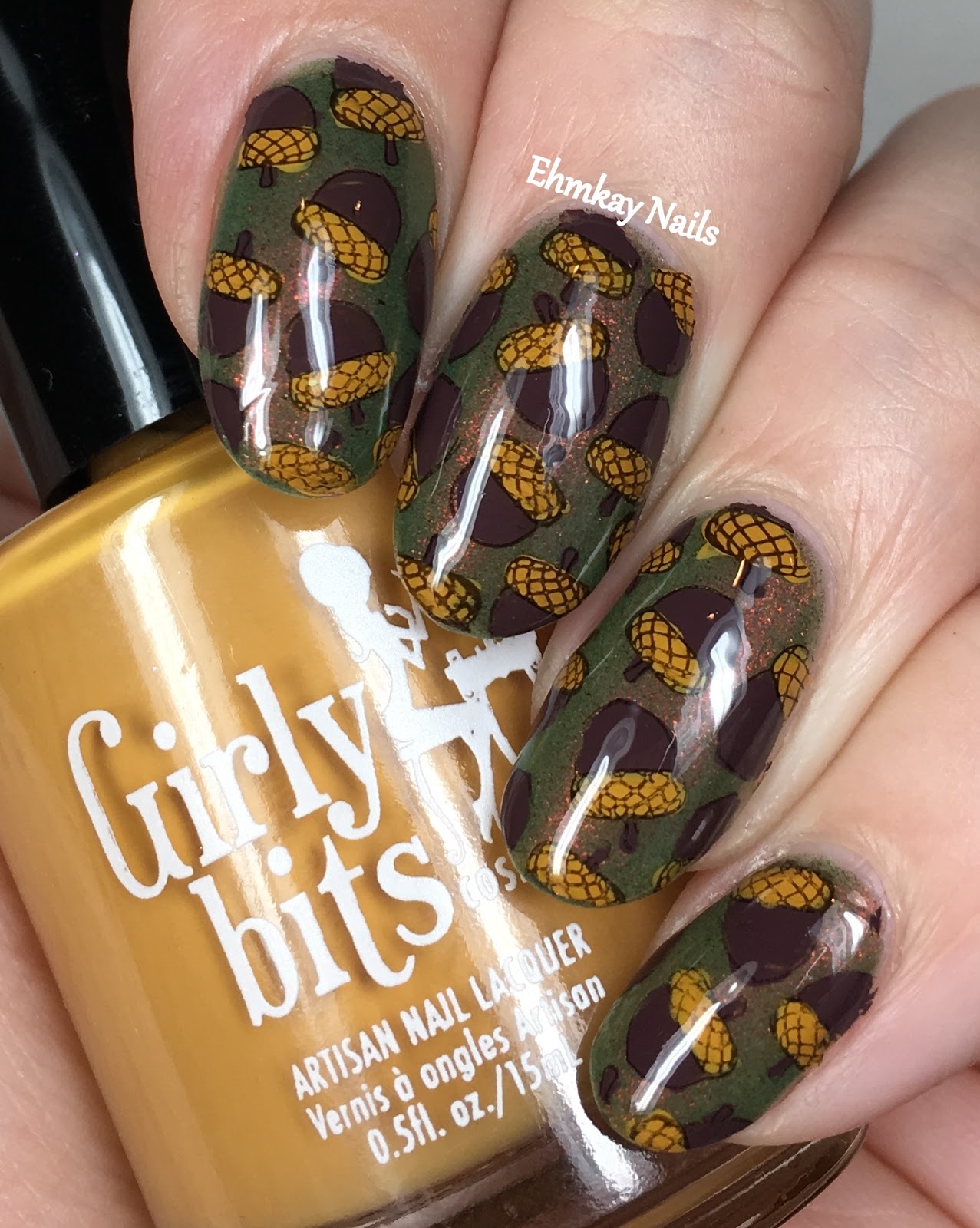 ehmkay nails: Acorn Nail Art: Reverse Stamping with Girly Bits over ...