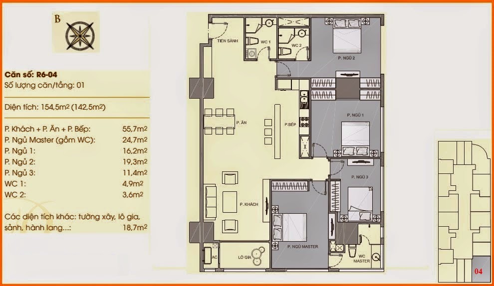 MẶT BẰNG THIẾT KẾ TÒA R6 ROYAL CITY
