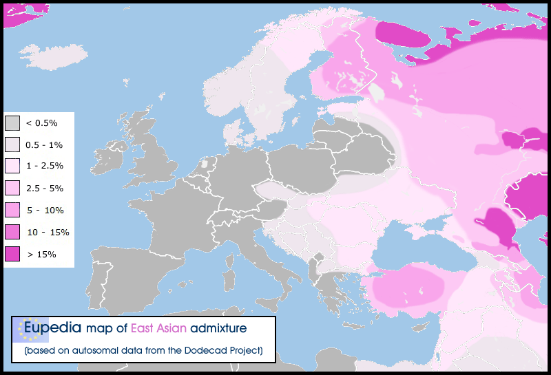 Eupedia map of East Asian admixture - Vivid Maps