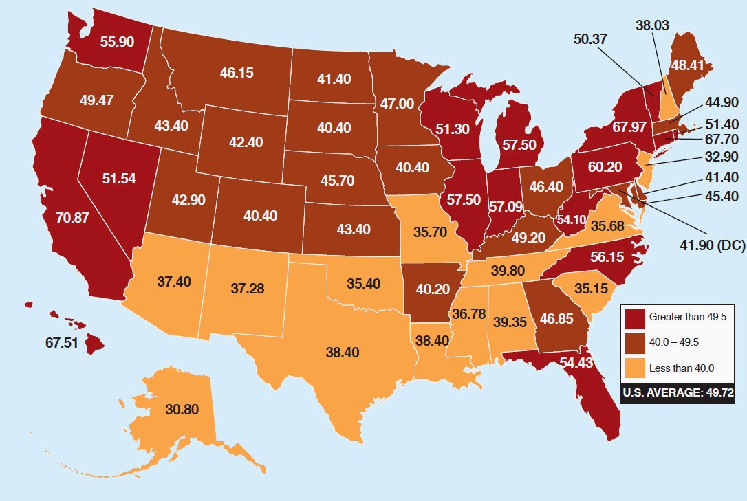 John Lott's Website: Total gasoline taxes by state