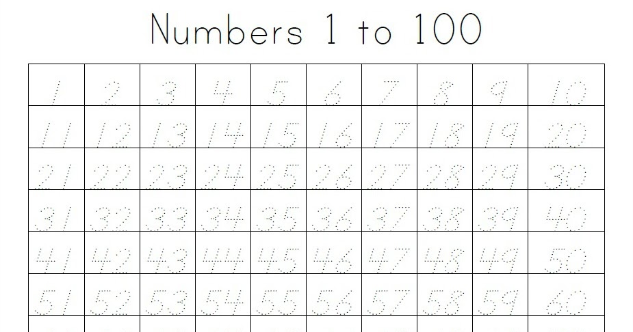 Printable Number Tracing Worksheets 1 100 Printable Word Searches
