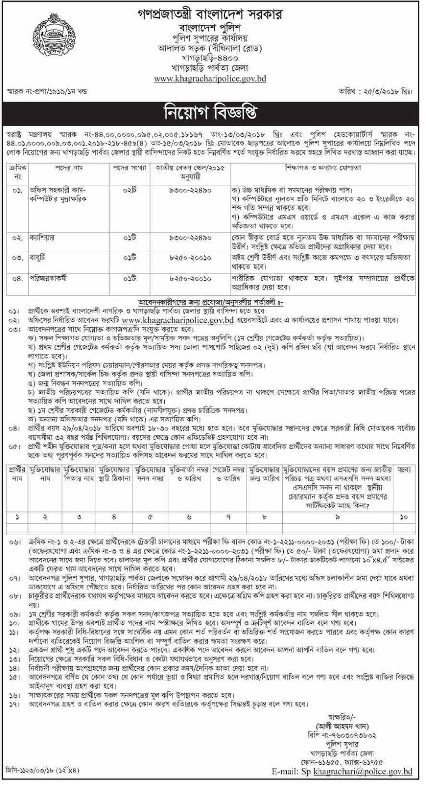 BANGLADESH POLICE JOB CIRCULAR www.police.gov.bd