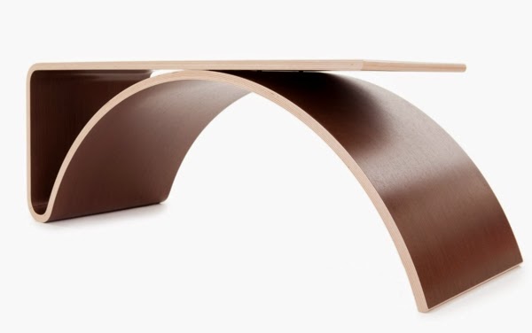 curved modern wood coffee table design for minimalist living room ...