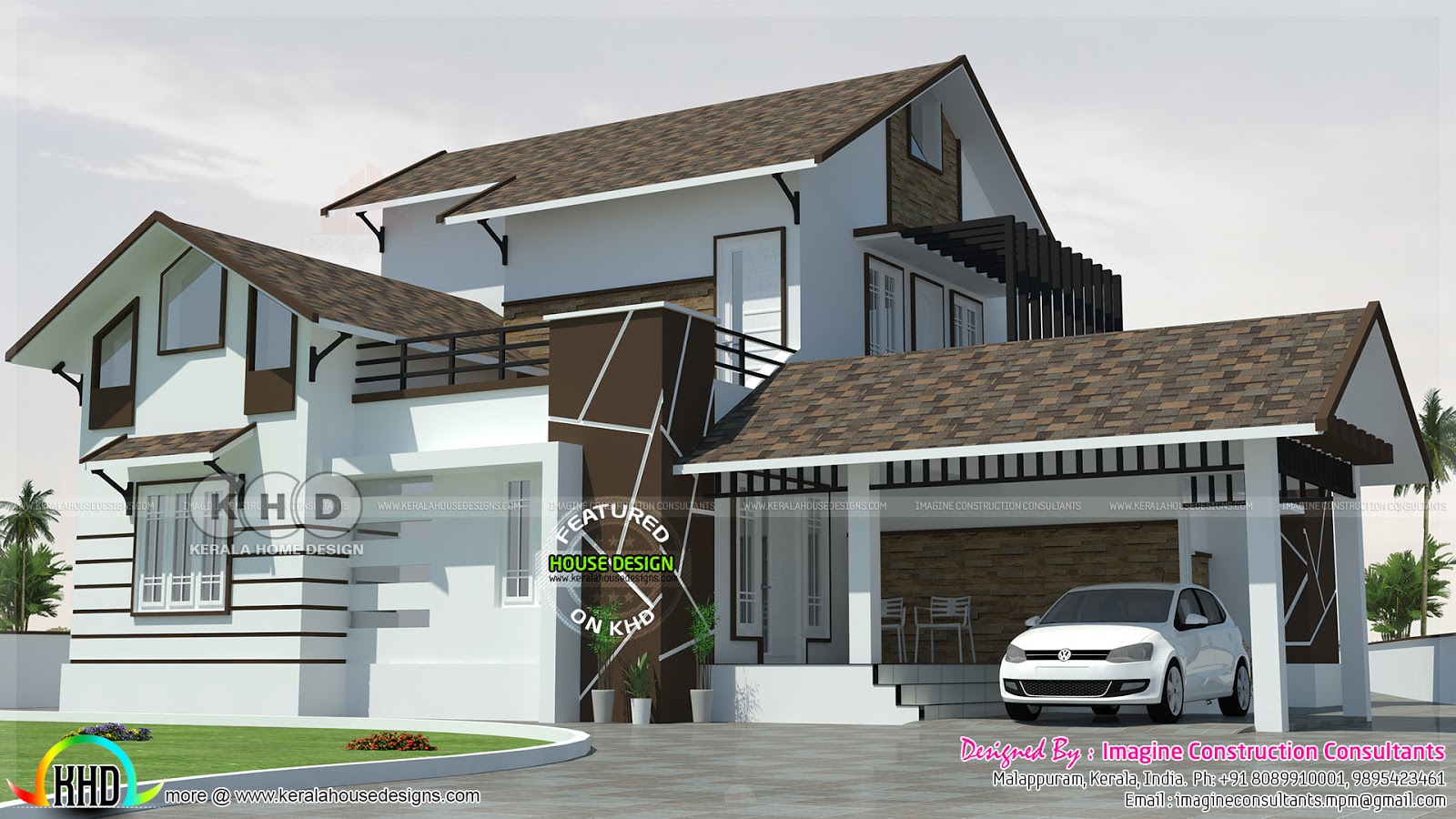 Classic sloped roof home plan 1845 sq-ft - Kerala Home Design and Floor ...