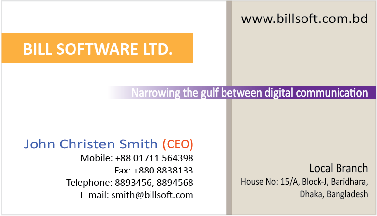 Sample Visiting Card | Life in Bangladesh