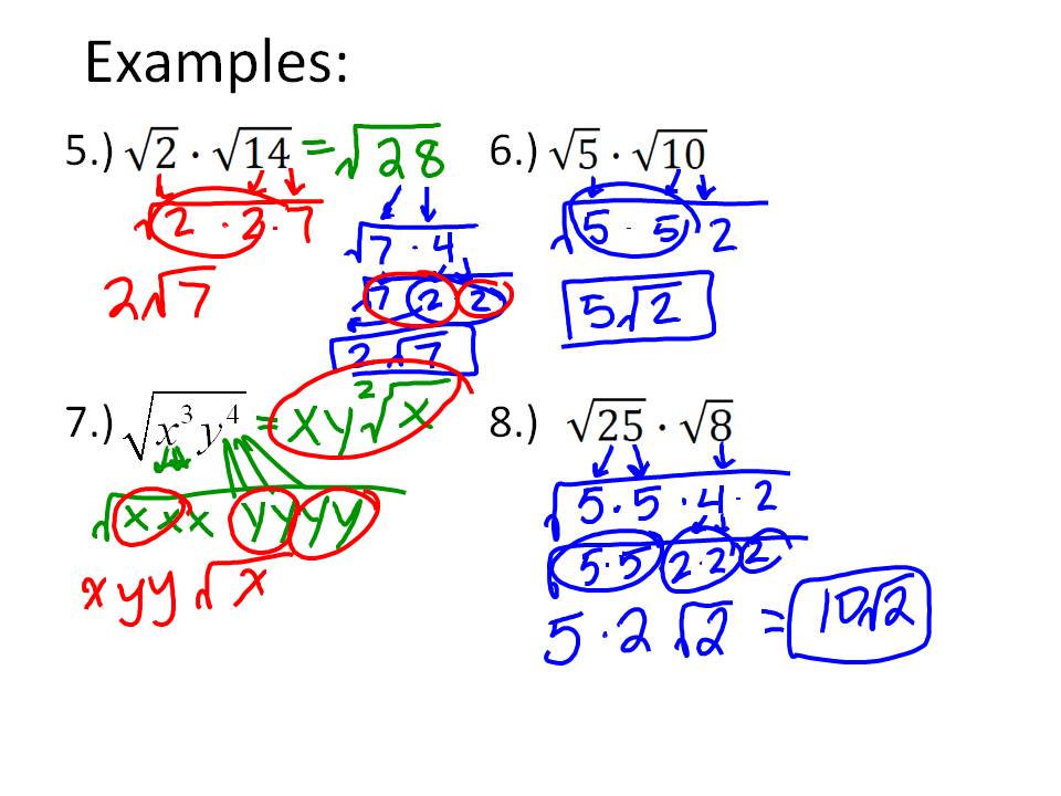 Ms. Hale's Math Page: Algebra 5/4: Simplifying Radical Expressions