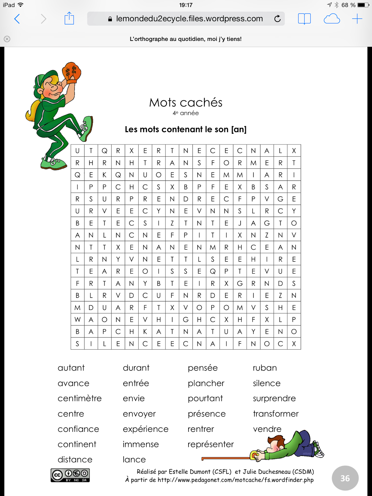 Bienvenue en 4e année: mots cachés