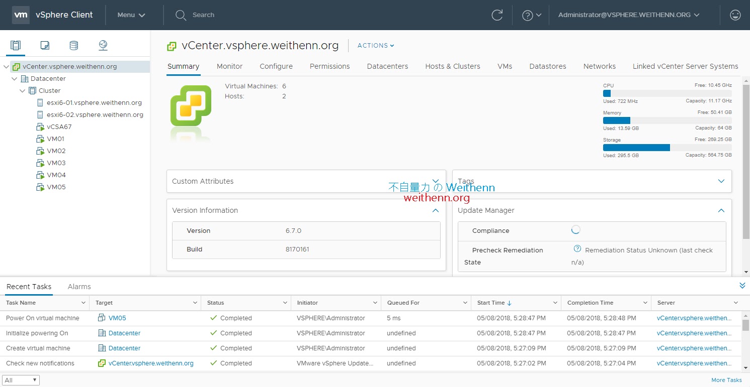 VMware vSphere 6.7 Journey (2) - vCenter Server ~ 不自量力 の Weithenn