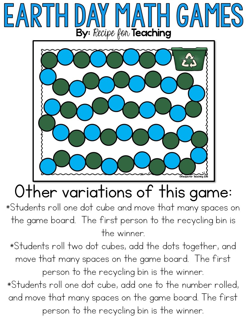 Earth Day Math Games - Recipe for Teaching
