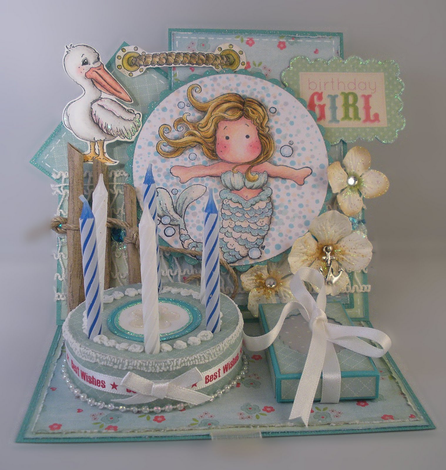Sabine Card Creations: Magnolia Mermaid - Easel Cake Card