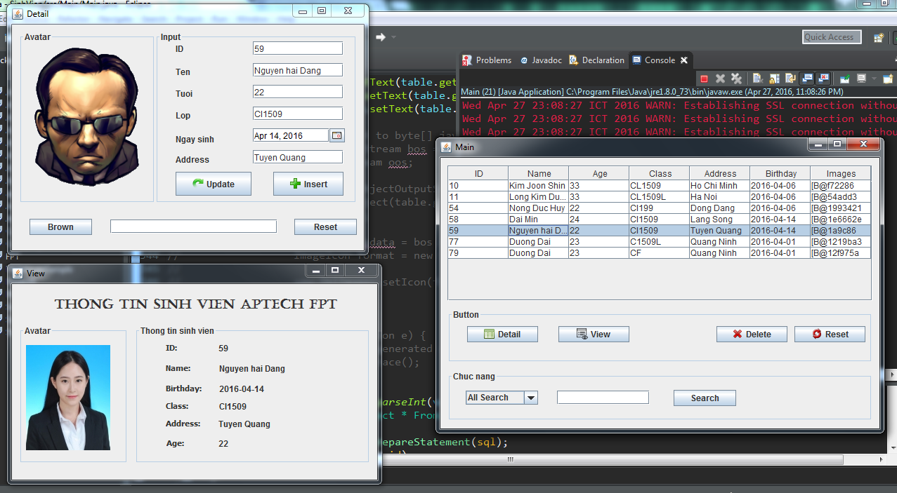 Upload Images Blob In Mysql Java Swing Eclipse Insert Update Delete Search Version 2 ~ Thế