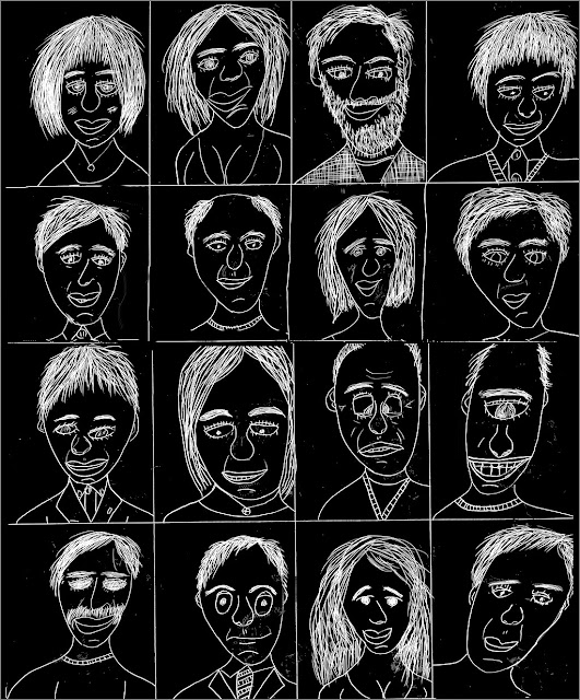 All This Is That: Faces No. 357 - Scratchboard faces