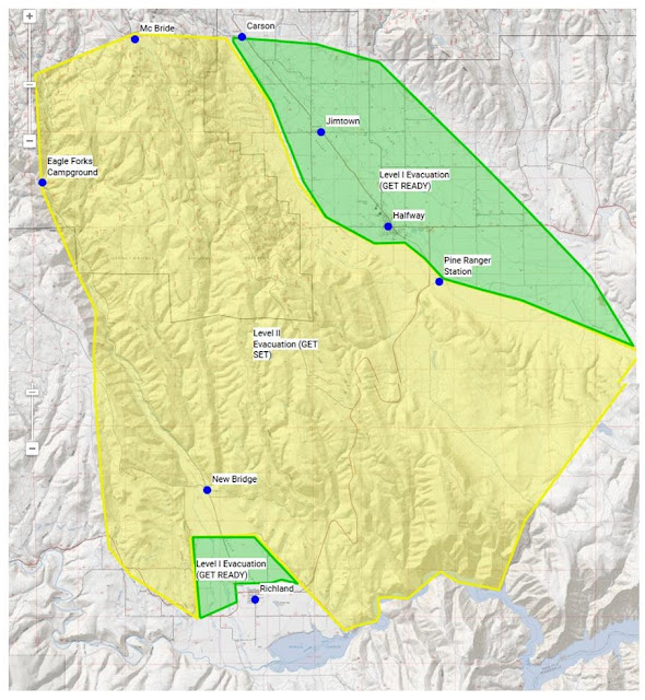 Blue Mountain Fire Information: Dry Gulch Current Evacuation Map 9/14 ...
