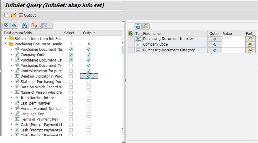 SAP ABAP technical information: SAP Query creation