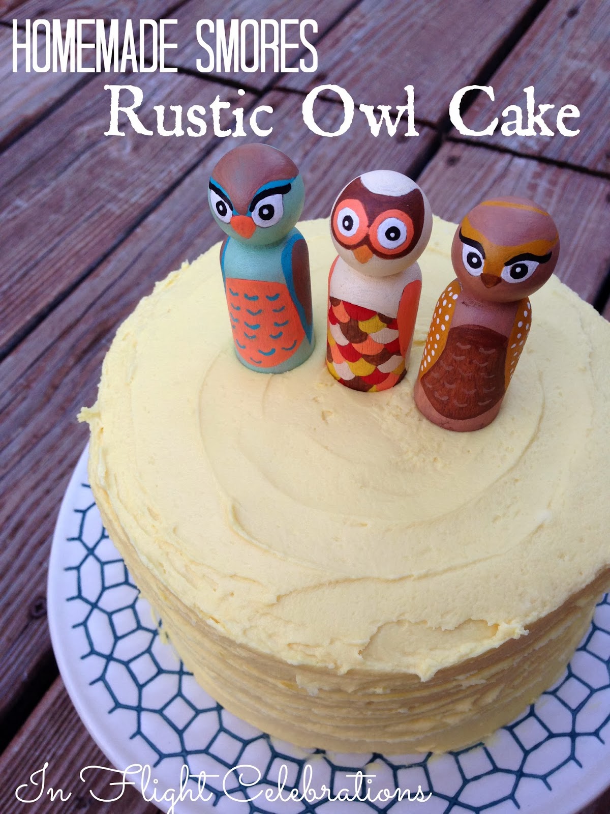 In Flight Party Ideas: Homemade Smores Rustic Owl Cake