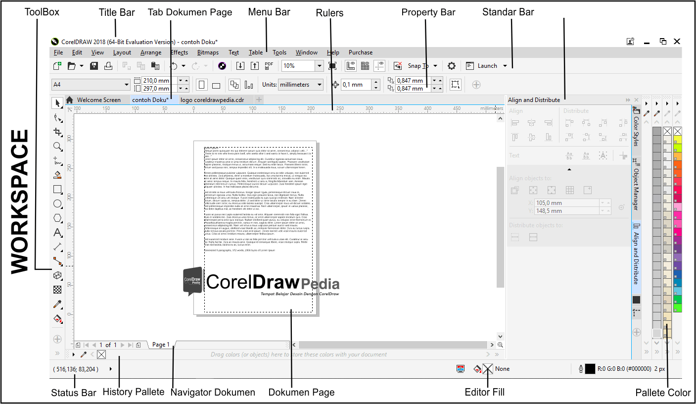 Tutorial Coreldraw Dasar Mengenal Fungsi Bagian Bagian Coreldraw X7