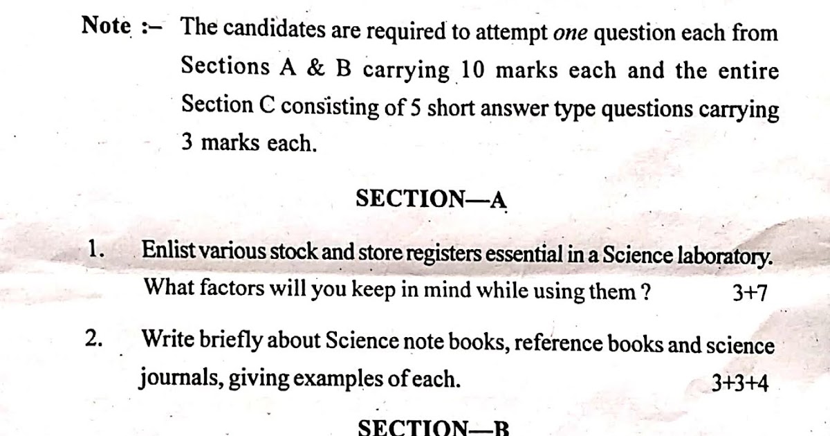 Teaching of science , sample paper b.ed 2nd sem , punjabi university ...