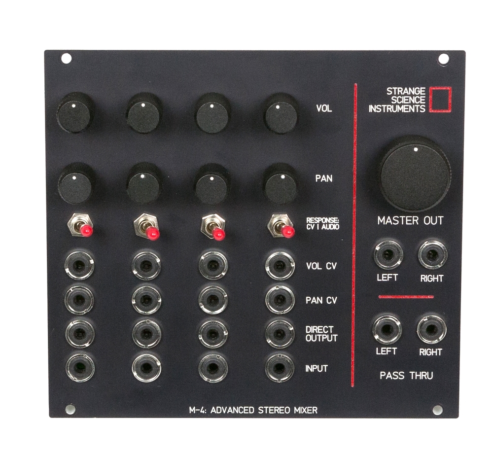 MATRIXSYNTH: Strange Science M-4: Advanced Stereo Mixer Eurorack Module