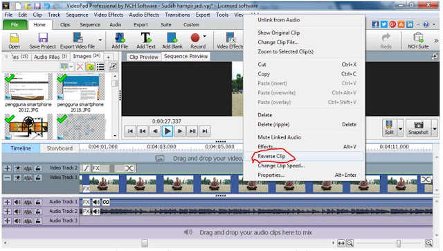 Cara Membuat Video Berjalan Mundur dengan Videopad