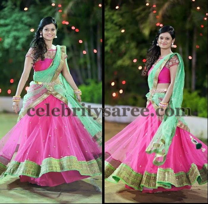 Baby Pink Half Saree by Mrunalini Rao - Saree Blouse Patterns