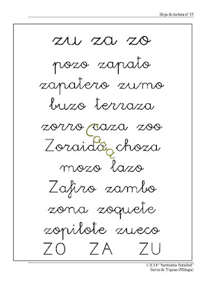UNA VENTANA A MI CLASE: FICHAS DE LECTURA DE LA C Y LA Z