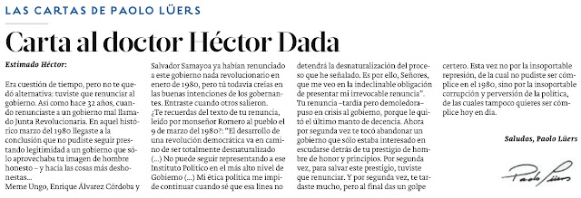 siguiente página: Carta al doctor Héctor Dada