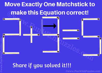 Matchstick Puzzle for Children with Answer