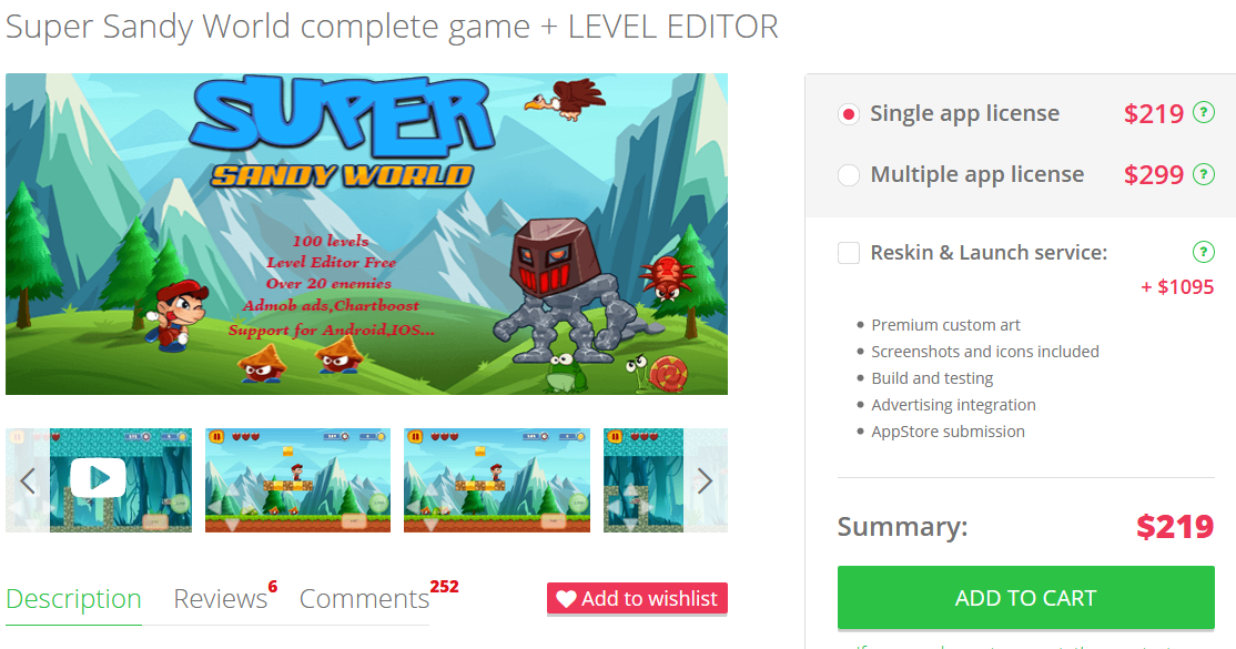 Reskin-Android: Super Sandy World complete game + LEVEL EDITOR (Complete Project )