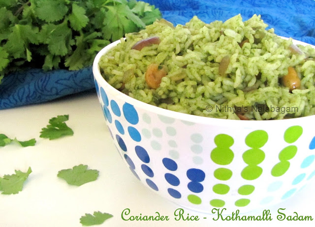 Coriander Rice - Kothamalli Sadam |Nithya's Nalabagam