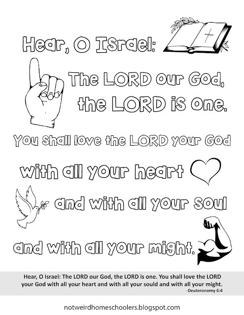 FREE HOMESCHOOLING RESOURCE!!! Deuteronomy 6:4 Bible Verse Coloring Page