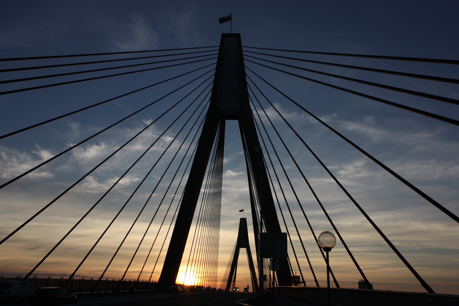 Sydney - City and Suburbs: Anzac Bridge, sunset