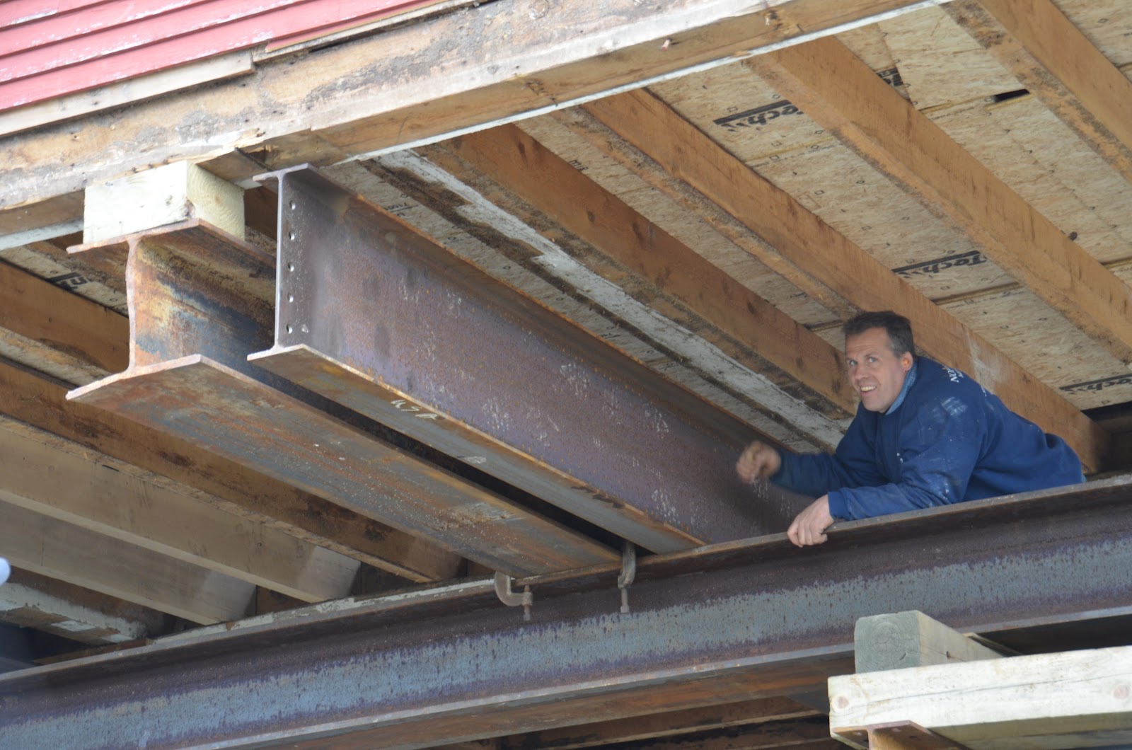 Middlebury Barn Renovation: Permanent steel beams