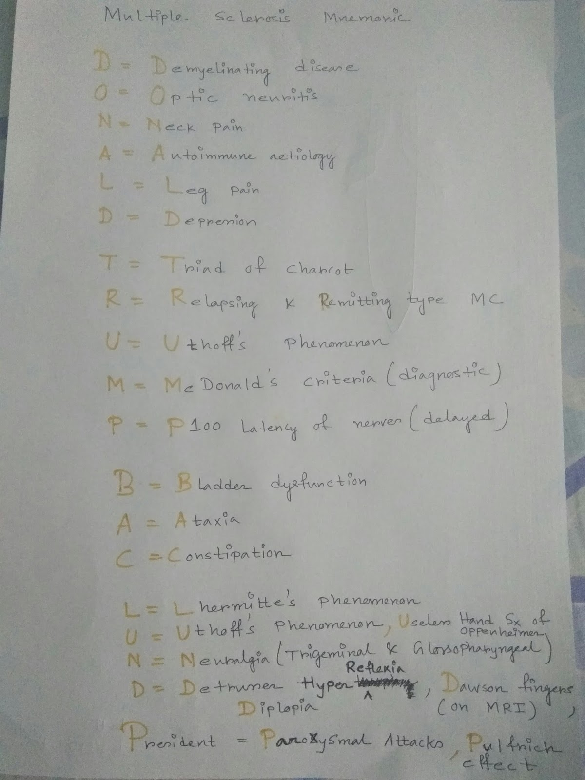 Huge Medical Mnemonics January 2017