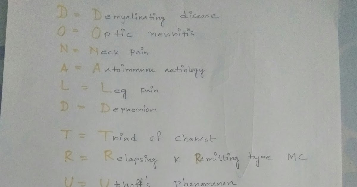 Huge medical mnemonics: Multiple sclerosis mnemonic