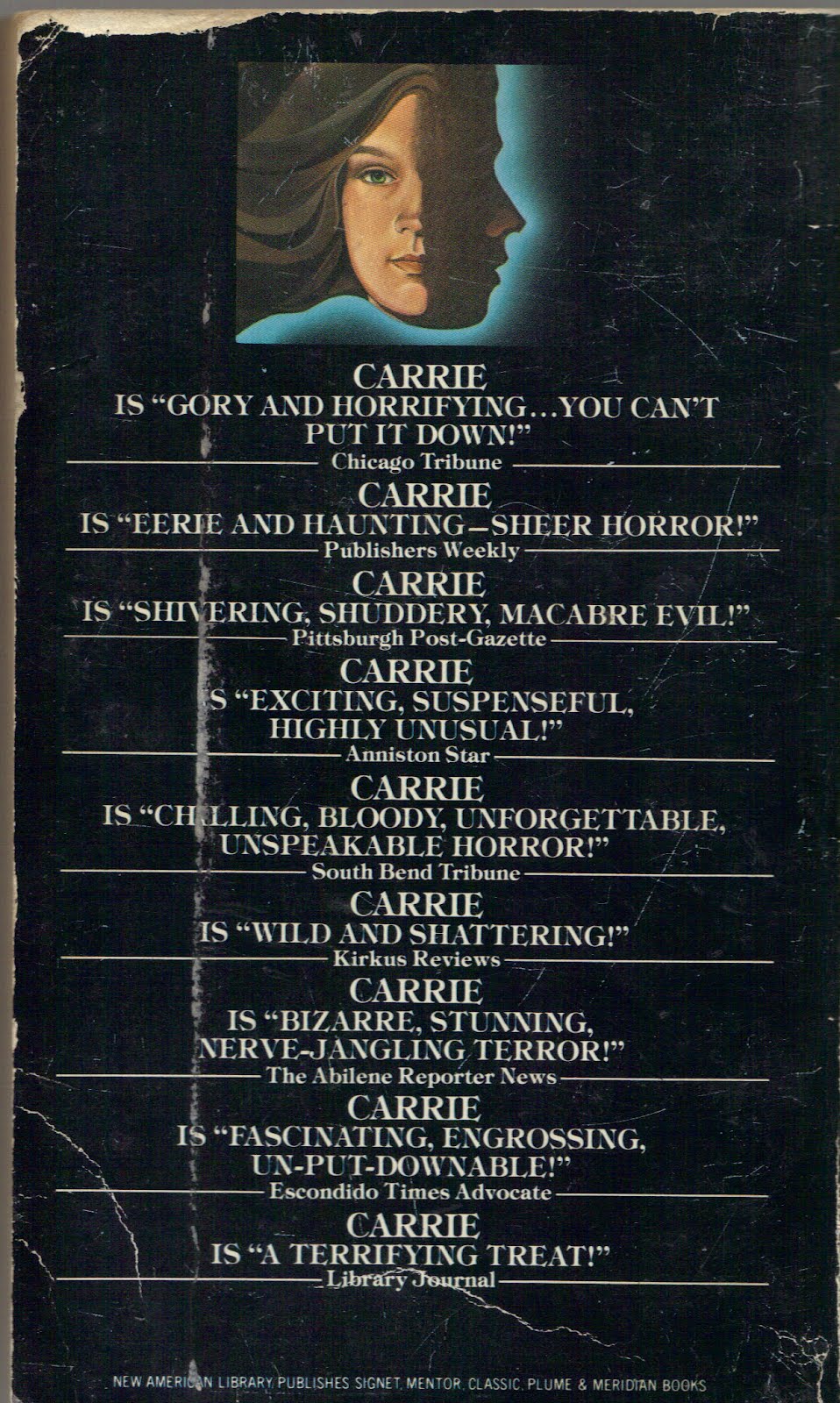 Too Much Horror Fiction: Carrie by Stephen King (1974): Signet First ...